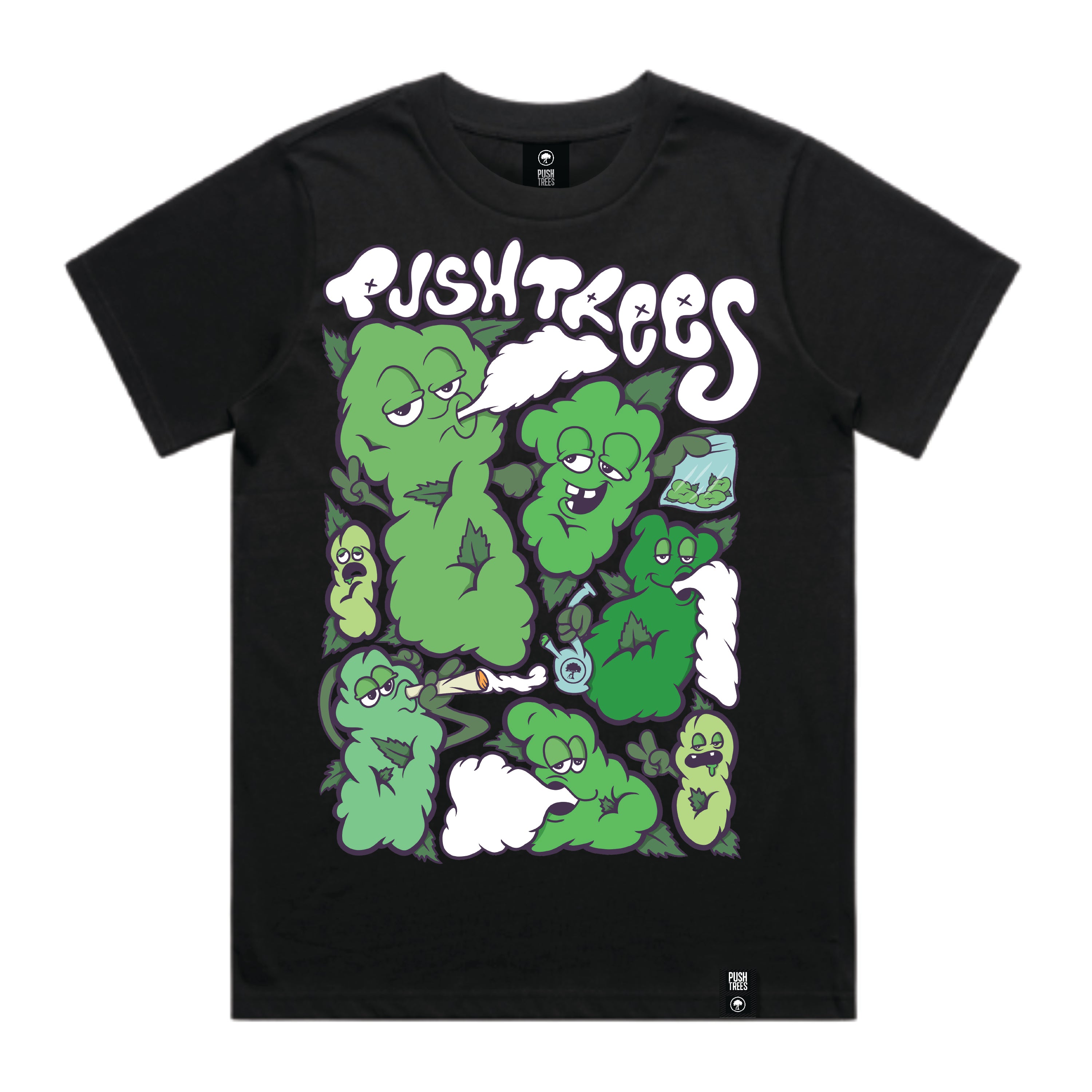 The Buds Pattern Tee (Black) – Push Trees Inc