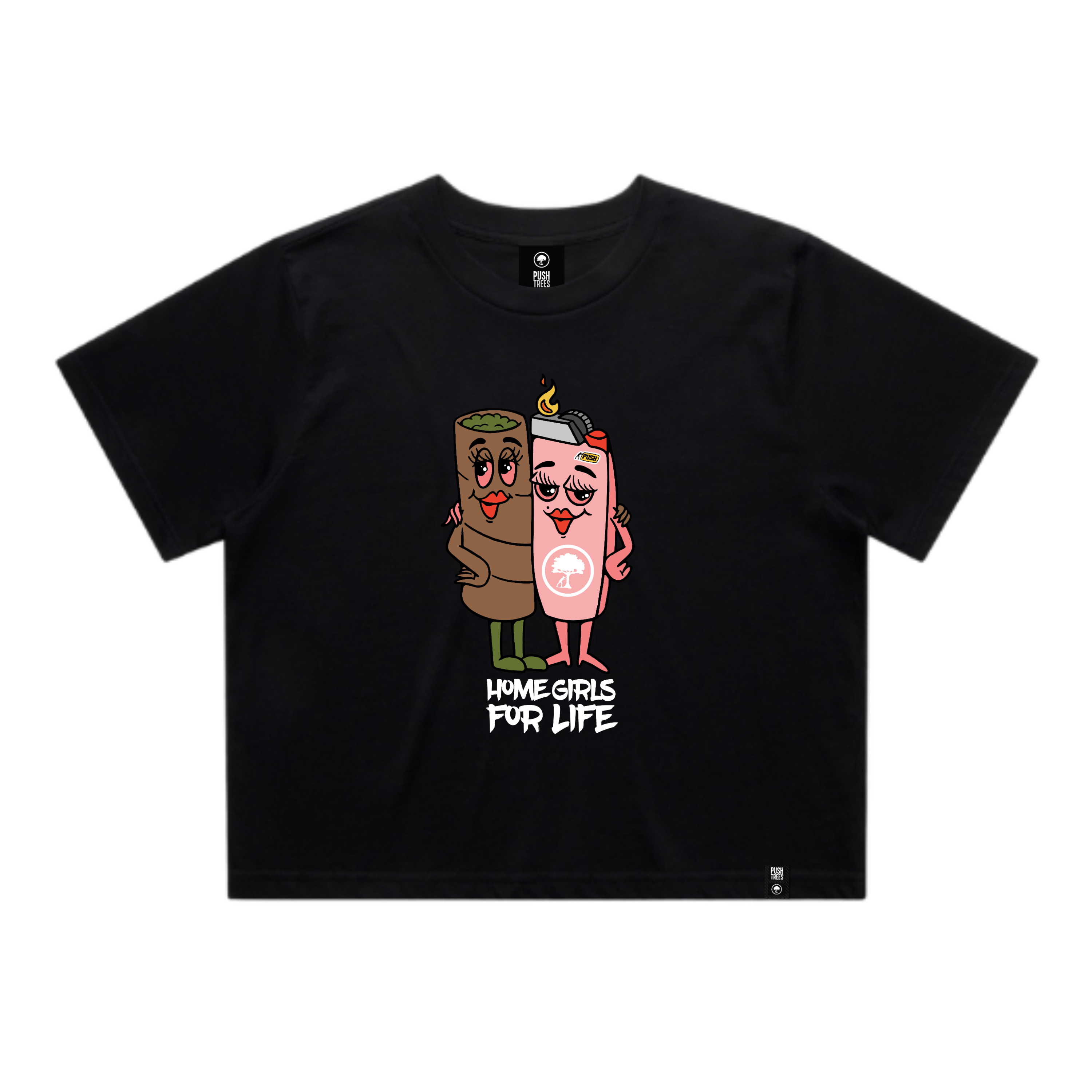 Home Girls for Life Crop Tee (Black) – Push Trees Inc